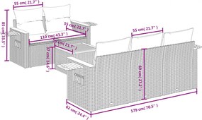 6dílná zahradní sedací souprava s poduškami béžová polyratan 3259028
