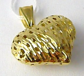 Klenoty Budín Velké mohutné zlaté srdíčko - velké srdce přívěsek 585/0,71gr HK3032