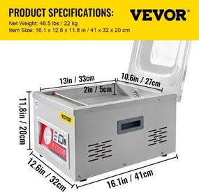 Komorový vakuový uzávěr, těsnící výkon 260 W