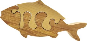 AMADEA Dřevěné puzzle ryba, masivní dřevo dvou druhů dřevin, 19 cm