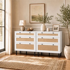Costway Komoda s 3 zásuvkami z ratanu – 75 × 35 × 77,5 cm