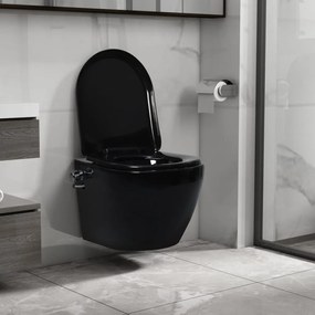 Závěsné WC bez oplachového kruhu funkce bidetu keramické černé,  145782