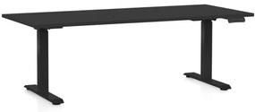 Výškově nastavitelný stůl OfficeTech D, 180 x 80 cm, černá podnož, černá