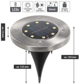 Solární zahradní vestavěné svítidlo Garth s 8 LED