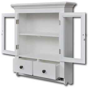 Dřevěná kuchyňská nástěnná skříňka s prosklenými dvířky bílá