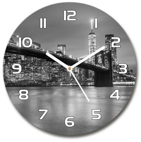 Wallmuralia Skleněné hodiny kulaté New York noc fi 30 cm