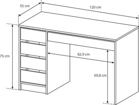 Psací stůl ADA | 120 cm | UNI provedení | kašmír