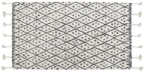 Bavlněný koberec 80 x 150 cm bílý/černý AGADIR Beliani