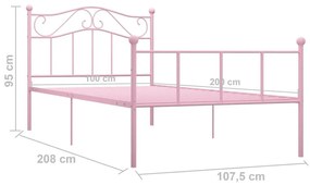 Petromila Rám postele růžový kov 100 x 200 cm