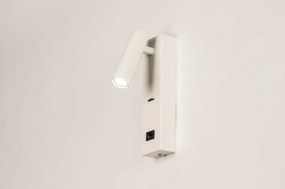 Nástěnné LED svítidlo do ložnice s vypínačem a USB zásuvkou Master White