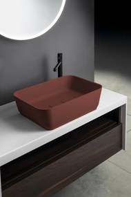 Polysan Banera Square umyvadlo na desku 50 x 36 cm bez otvoru pro baterii bez přepadu litý mramor hnědá mat 14596.71