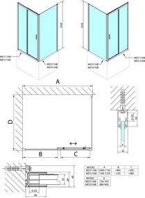 Polysan Polysan, DEEP BLACK sprchové dveře 1200x1650mm čiré sklo, MD1216B