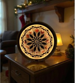 Li-Go "Dvanáct achátových srdcí" dřevěná lampa/obraz 230V/31 cm dub