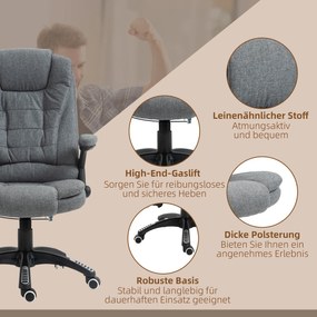 Masážní křeslo Vinsetto manažerské kancelářské křeslo výškově nastavitelné ergonomické masážní šedé 67 x 74 x 116-126 cm | Aosom