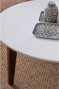 Bílý/v přírodní barvě konferenční stolek s mramorovou deskou 50x70 cm Sylvester – Bizzotto