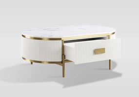 Konferenční stolek Stilig ST380C 124 cm zlatý/bílý mramor