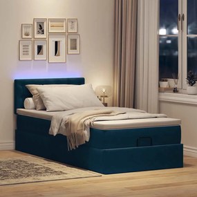 Osmanský rám postele s matrací tmavě modrá 90x200cm samet 3312744
