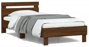 Rám postele s čelem hnědý dub 100 x 200 cm kompozitní dřevo - Default Title