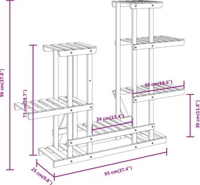 vidaXL Stojan na květiny 95 x 25 x 96 cm masivní jedlové dřevo [362861] Barva: světle hnědá