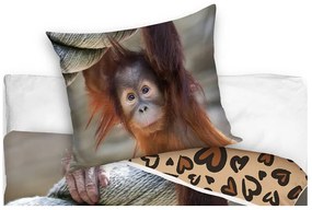 TipTrade Bavlněné povlečení 140x200 + 70x90 cm - Opice Orangutan