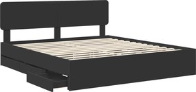 Rám postele se zásuvkou Černý 200 x 200 cm Dřevěný materiál 3412151