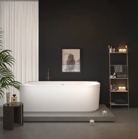 Erga Marina, rohová volně stojící vana 140x70 cm + odtoková zátka, levá, bílá lesklá, ERG-MARINA-140070L-WH-WH