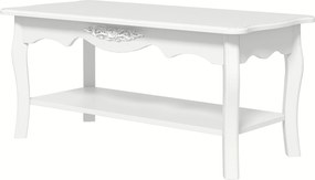 HOMCOM Moderní konferenční stolek do obývacího pokoje s velkým spodním úložným prostorem, bílý dřevěný stolek 94x44x43cm | Aosom