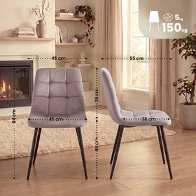 Sada 4 jídelních židlí Tilde samet – růžová