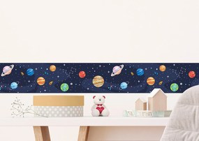 Dětská samolepící bordura na zeď Planety Ve Vesmíru | 5 m x 13.8 cm | DWBD8491