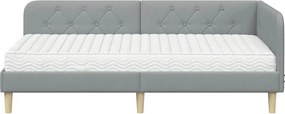 Rohový rám postele Světle šedá 90 x 190 cm textil 3394109
