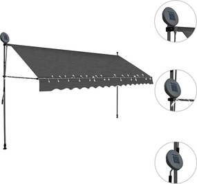 Ručně zatahovací markýza s LED světlem 400 cm antracitová 145868