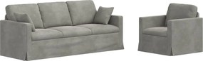 Set pohovek 2 ks Světle šedá samet 3407595