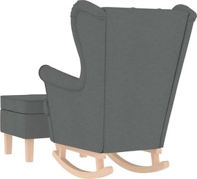 Houpací křeslo s podnožkou tmavě šedé textil 3307998