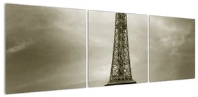 Obraz Eiffelovy věže a růžového auta (150x50 cm)