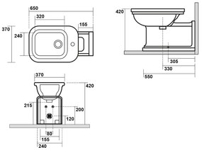 Kerasan WALDORF bidet 37x65cm, bílá - 4120K1