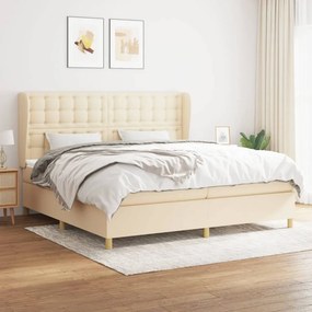 Box spring postel s matrací krémová 200x200 cm textil 3128874