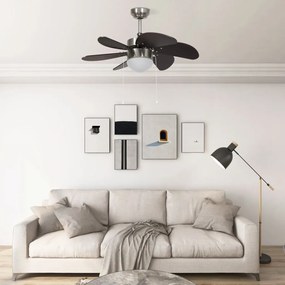 vidaXL Stropní ventilátor se světlem 76 cm tmavě hnědý