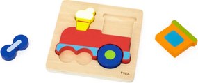 Dřevěné puzzle na podložce Viga 44783 Lokomotiva