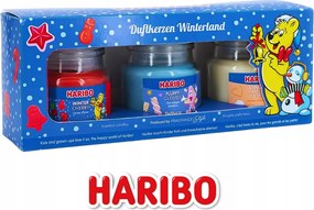Vánoční sada vonných svíček Haribo Winterland 3 x 85 g Jako Dárek!