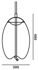 Brokis Knot Uovo skleněné závěsné svítidlo Barva: Jantarová, Velikost: Ø 300 mm, Barva kování: Černá