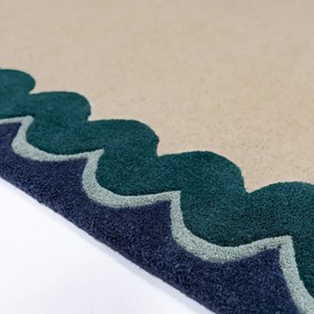 Ručně tkaný vlněný koberec v přírodní barvě/zelenomodrý 200x290 cm Wiggle Wool – Flair Rugs