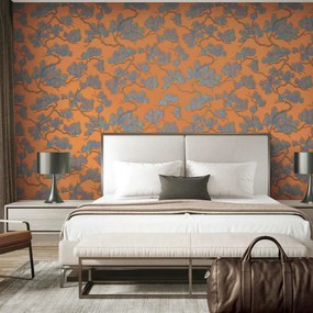 DUTCH WALLCOVERINGS Tapeta borovice [437401] Barva: Modrá a oranžová