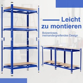 Costway Úložný regál 4 úrovně s kovovým rámem, těžký pojme až 720 kg, modrý