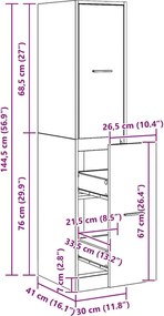 vidaXL Skříňka na léky 30 x 41 x 144,5 cm kompozitní dřevo [855529] Barva: šedá sonoma