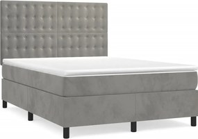 Box spring postel s matrací světle šedá 140x190 cm samet 3143259
