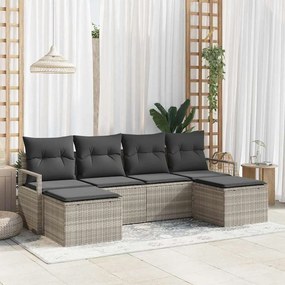 Set pohovek 6 ks Světle šedá polyratan 3346492