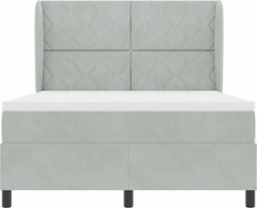 Postel s boxspringem s čelo Světle šedá 200 x 140 cm samet 3340982