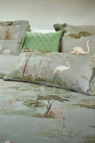 Pip Studio Darjeeling Day polštář 35 x 60 cm - zelený (Dekorační luxusní polštář s motivem labutí)