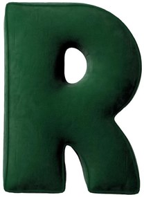 Yellow Tipi Tmavě zelený sametový polštář písmeno R 40 cm