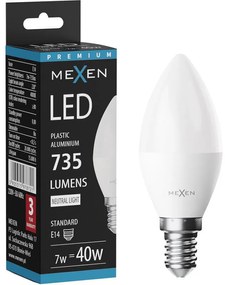 Mexen Nova Žárovka LED E14, C37, 7W, Neutrální - 4000K, 735 lm - L102-E14-0740-01